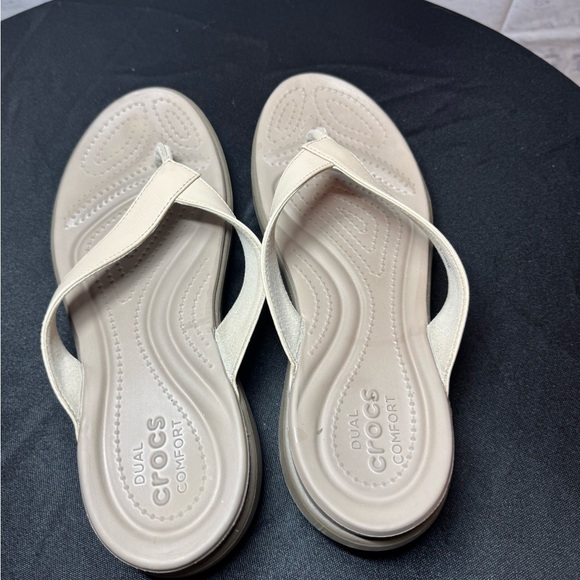 CROCS | Shoes | Crocs Tan Sandals With Textured Footbed | Poshmark